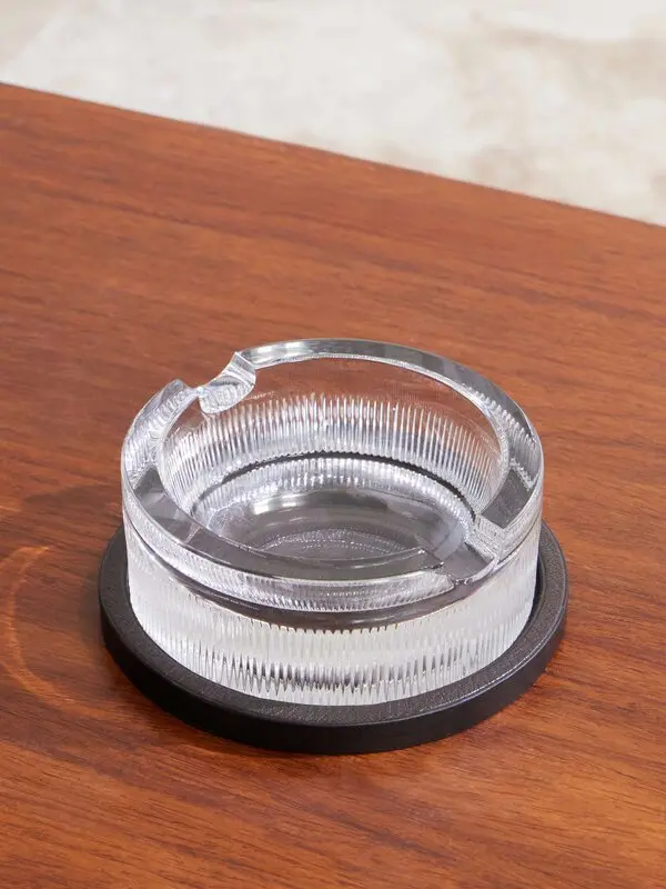 Dunhill Leather And Crystal Ashtray - Clear