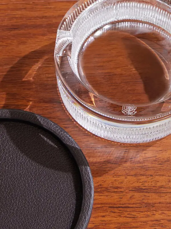 Dunhill Leather And Crystal Ashtray - Neutrals