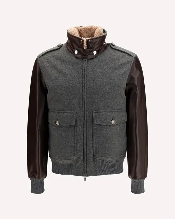 Brunello Cucinelli Membrane Finished Cashmere Beaver Bomber