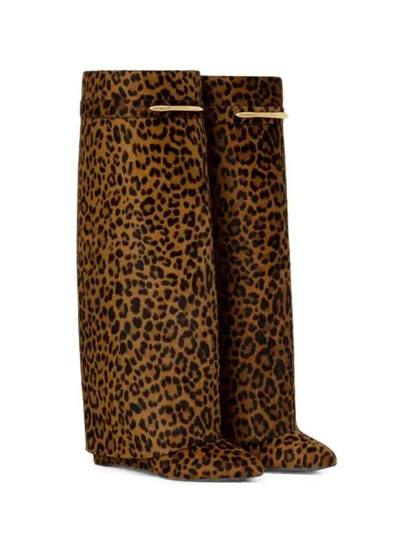 Givenchy Shark Pinch Leopard-print Leather Boots - Brown