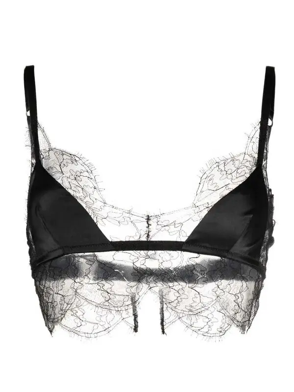 Dolce & Gabbana Satin Bralette With Lace Detail - Black