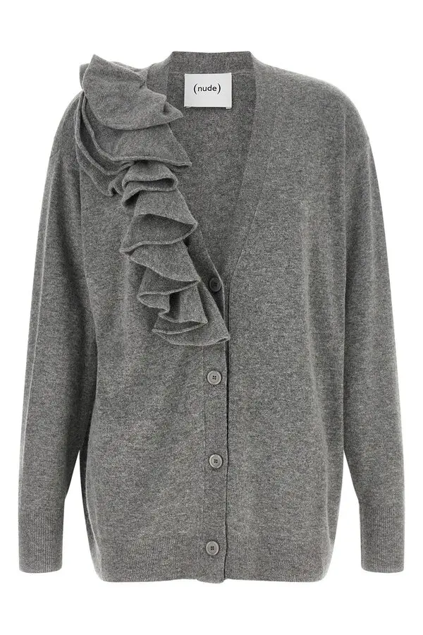 NUDE Ruffle Cardigan - Gray