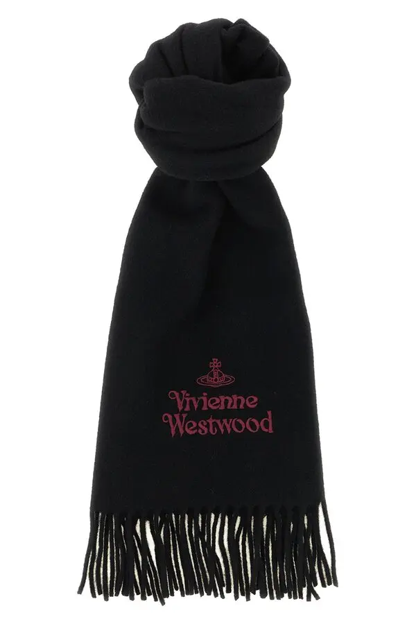 VIVIENNE WESTWOOD Logo Embroidery Scarf - Black