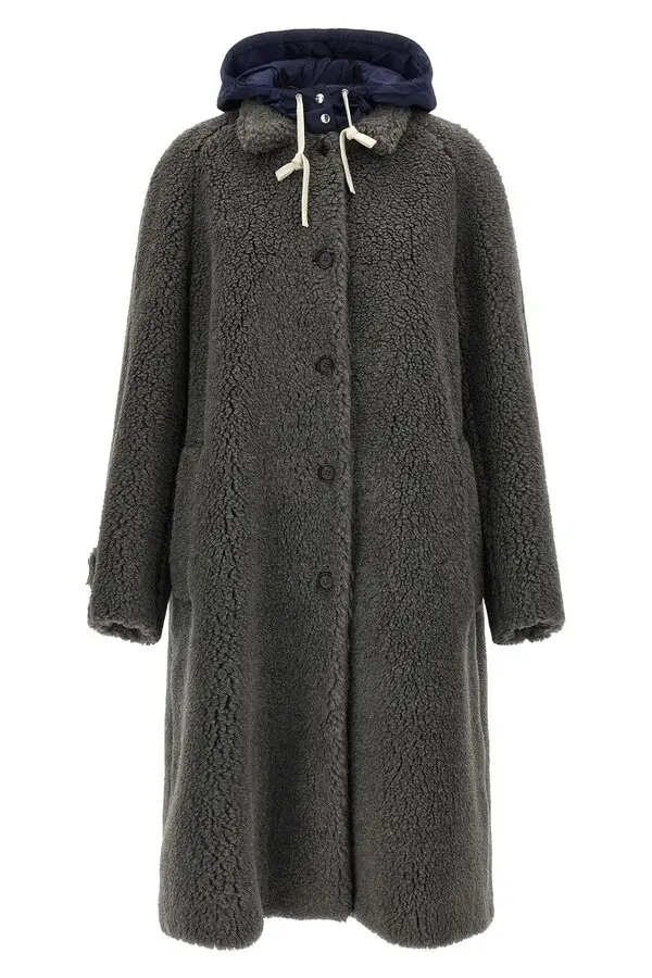 Miu Miu Teddy Nylon Hooded Coat