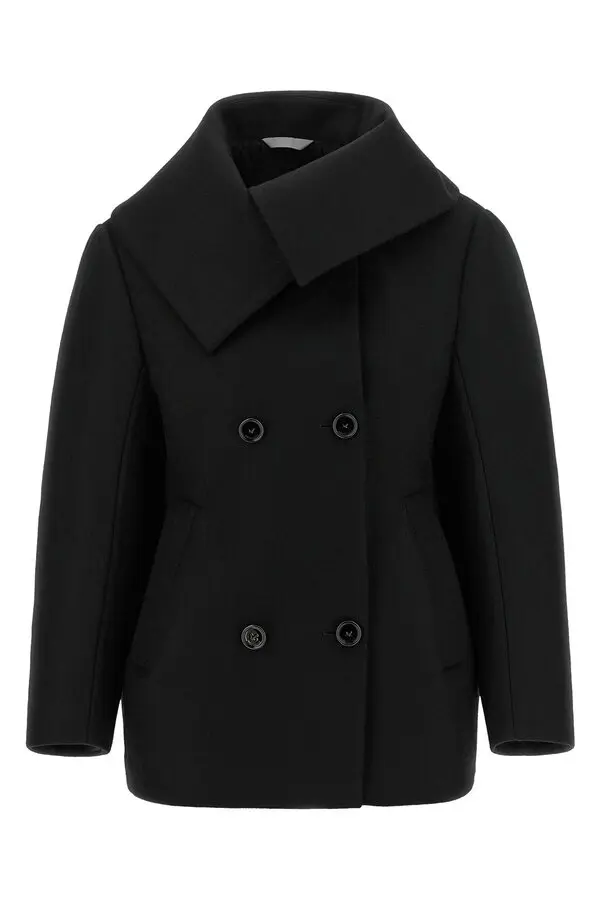 Balenciaga Asymmetrical Neck Caban - Black