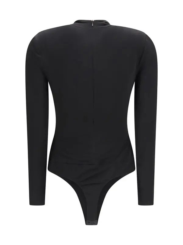 NISSA Long-sleeve Bodysuit With Twist Detail - Black