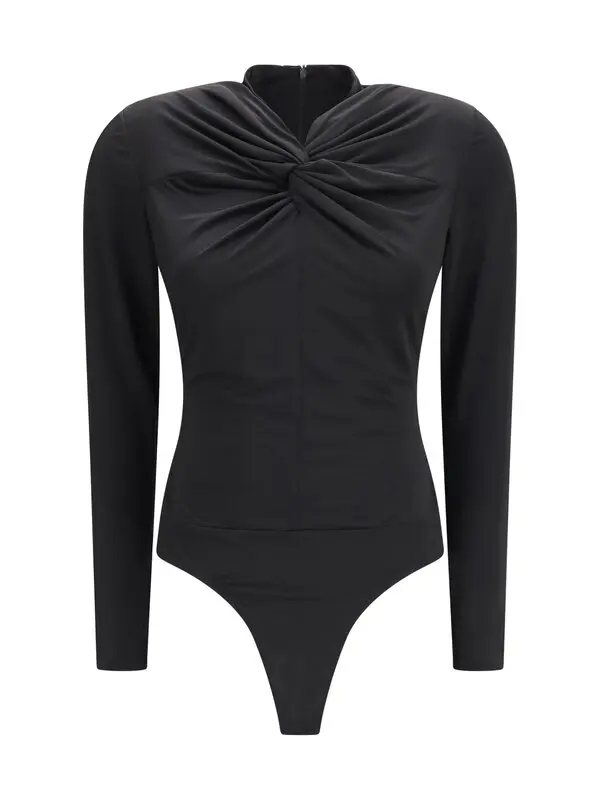 NISSA Long-sleeve Bodysuit With Twist Detail - Black