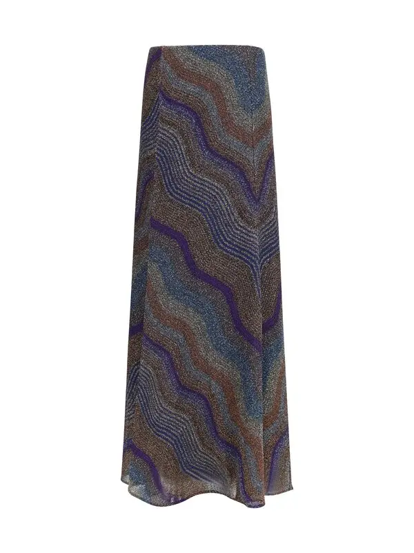 Missoni Sequined Chevron Lamé Viscose Long Skirt