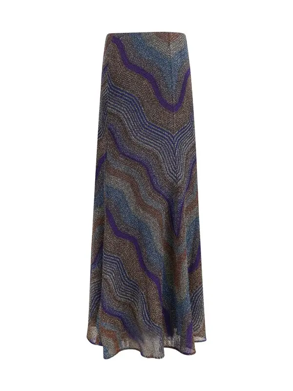 Missoni Sequined Chevron Lamé Viscose Long Skirt