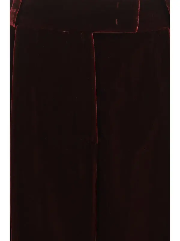 Giorgio Armani Wide Leg Pants With Double Pleats In Viscose And Silk Velvet - Multicolor