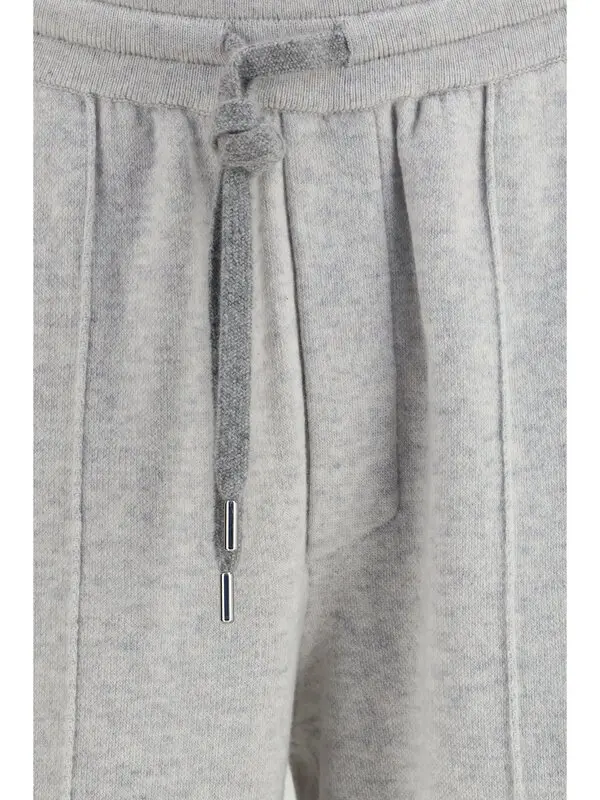 Brunello Cucinelli Double-knit Cashmere Pants With Crête And Zips At The Hem - Gray