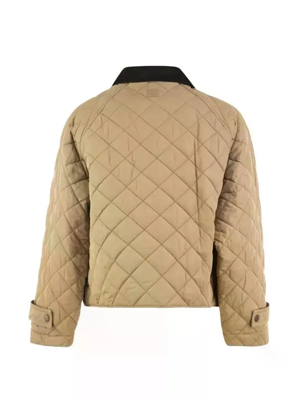 Max Mara Diamond-quilted Corduroy-collar Jacket - Neutrals