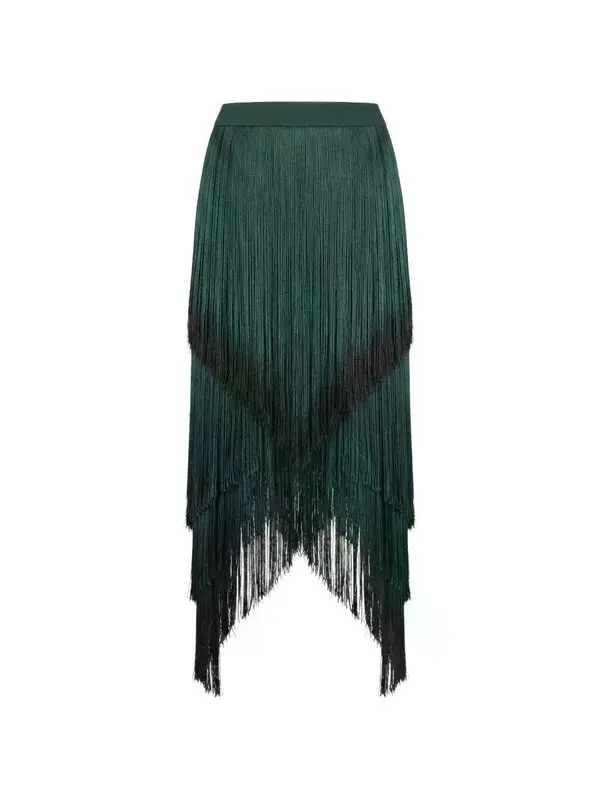 GEMY MAALOUF Fringe-trimmed Handkerchief-hem Skirt