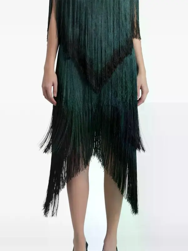 GEMY MAALOUF Fringe-trimmed Handkerchief-hem Skirt