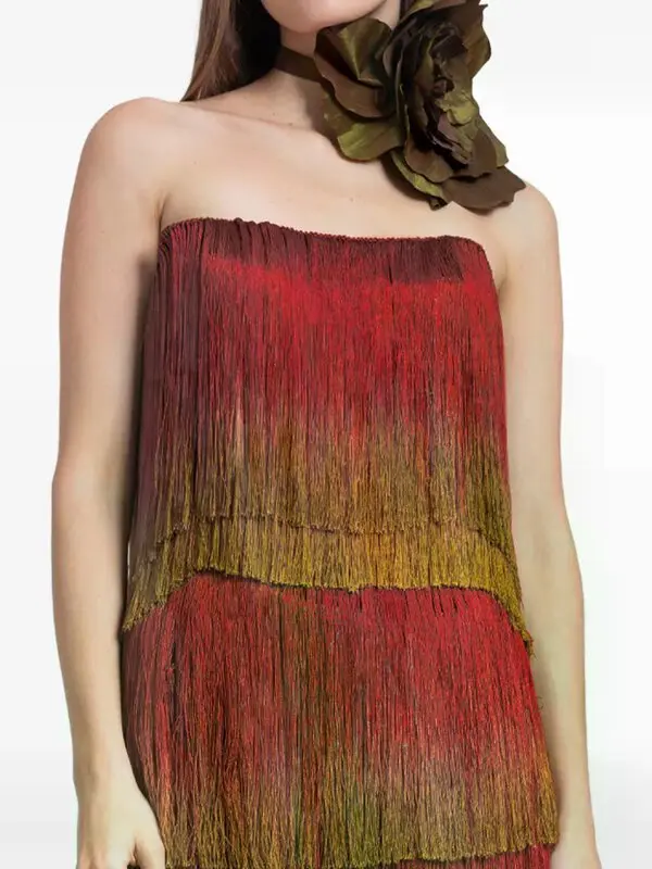 GEMY MAALOUF Fringe-trimmed Strapless Top