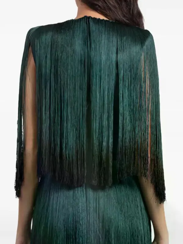 GEMY MAALOUF Fringe-trim V-neck Top