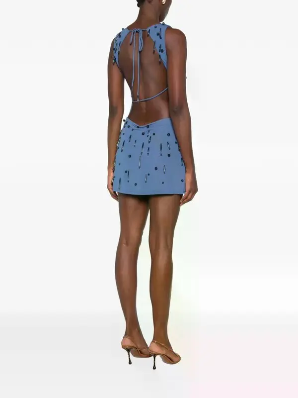 Cult Gaia Mellie Bead-embellished Open-back Mini Dress