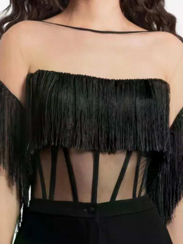 GEMY MAALOUF Tassel-embellished Corset Top