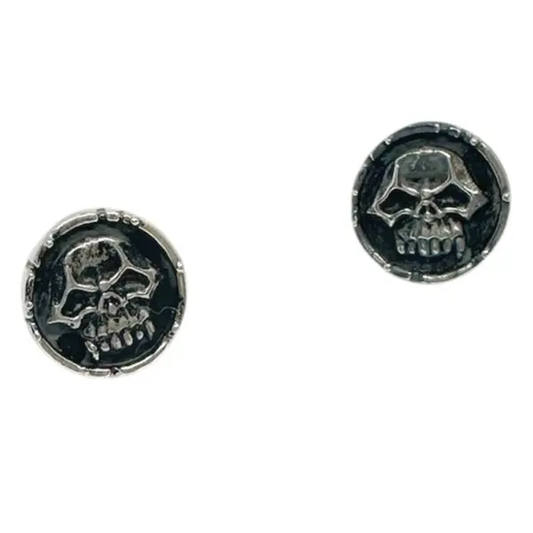TG-JEWELLERY BY TAMARA GERVASIO Black / Silver Medaglie Skull Stud – Sterling Silver, Handcrafted - Black/silver