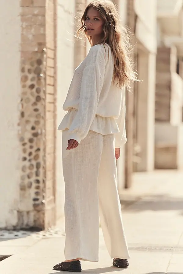 Free People Neva Waffle Pant Set - Moonglow