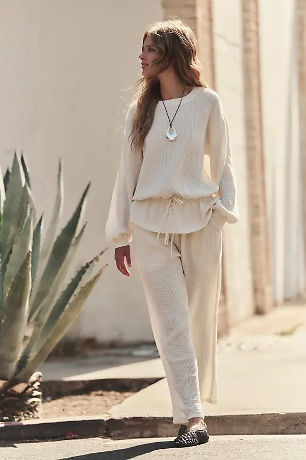 Free People Neva Waffle Pant Set - Moonglow