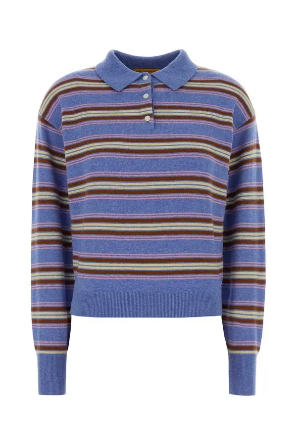 Guest In Residence Embroidered Cashmere Collegiate Polo Shirt - Multicolor