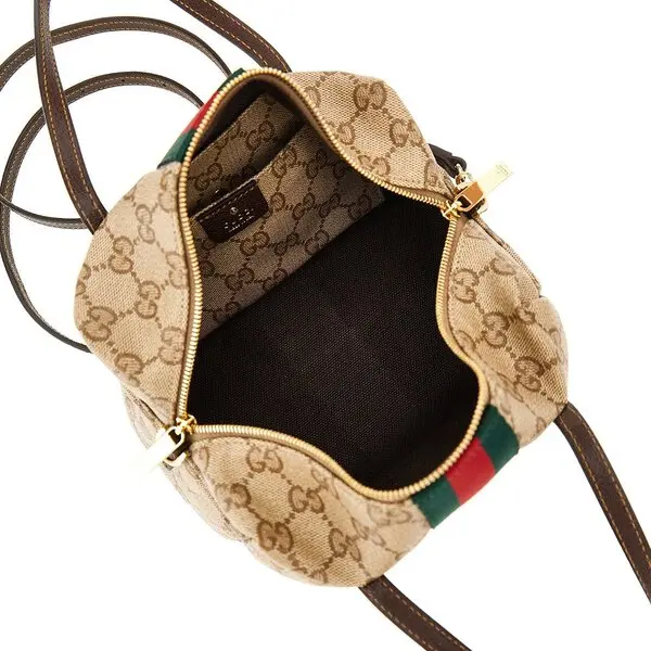 Gucci Mini 'boston' Bag With Web Detail - Brown