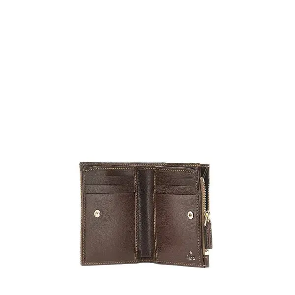 Gucci Gg Canvas Bi-fold Wallet With Horsebit - Brown
