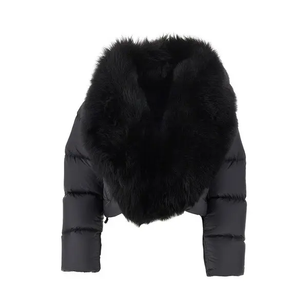 Gucci Cropped Down Jacket With Hearling Collar