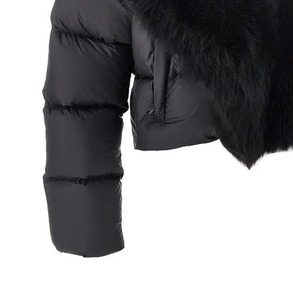Gucci Cropped Down Jacket With Hearling Collar