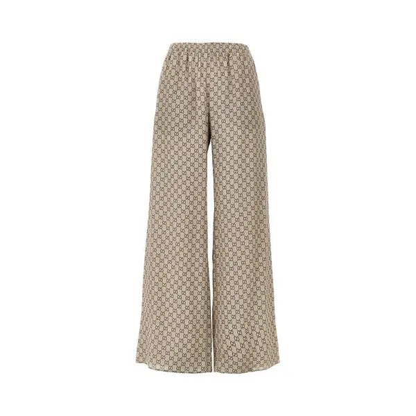Gucci Gg Silk Wide-leg Pants - Beige
