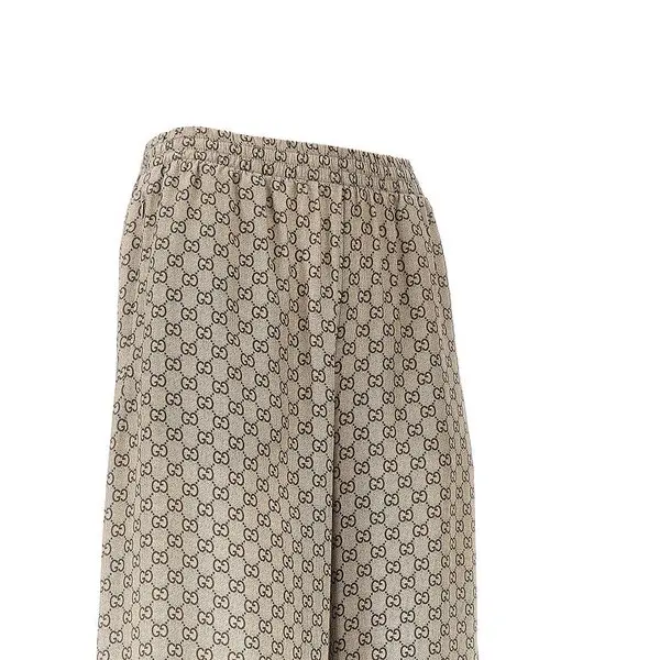 Gucci Gg Silk Wide-leg Pants - Beige