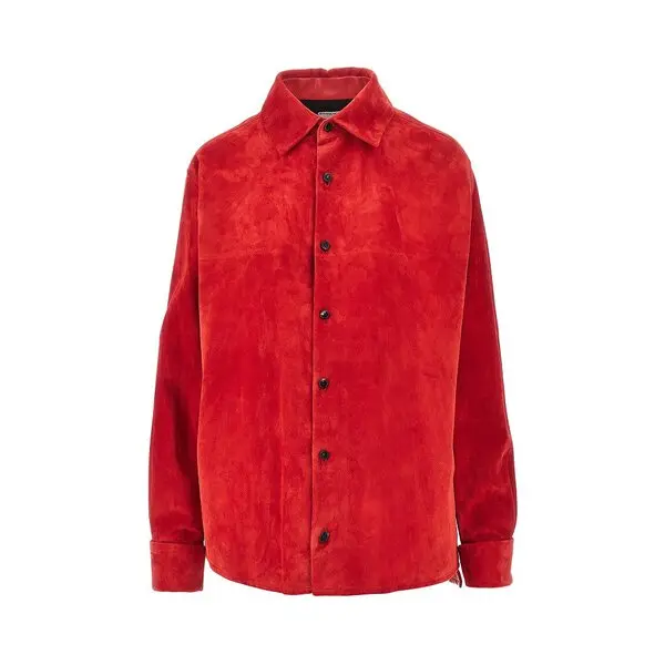 Bottega Veneta Suede Leather Shirt - Red
