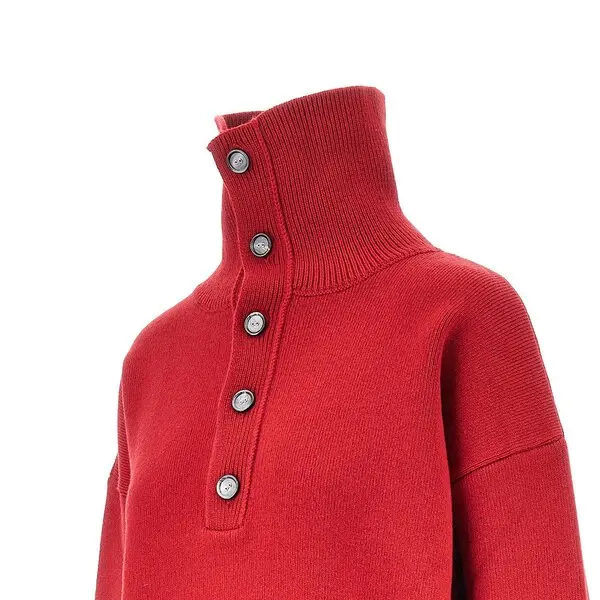 AMI Paris Buttoned High-neck Wool Sweater Woan