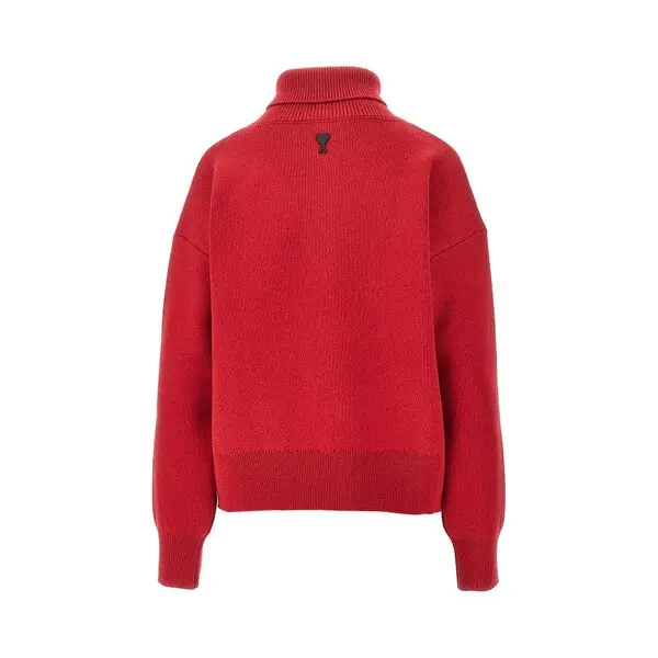 AMI Paris Buttoned High-neck Wool Sweater Woan