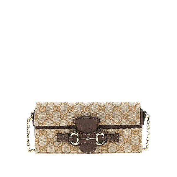 Gucci Gg Canvas Clutch With Horsebit Detail