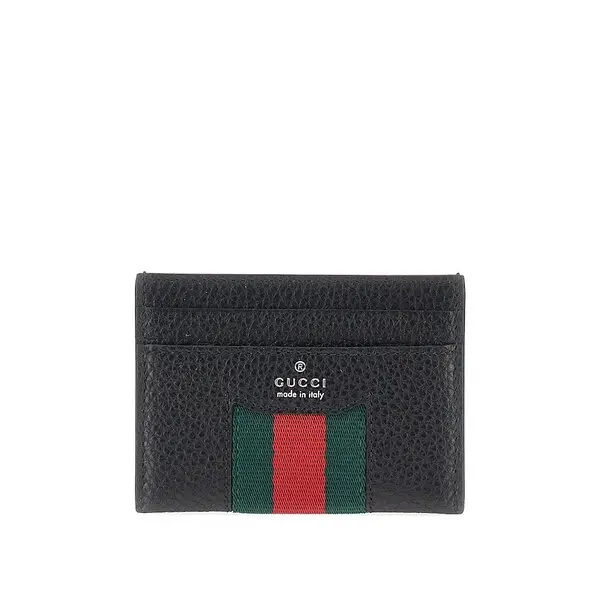 Gucci Leather Cardholder With Web Intarsia
