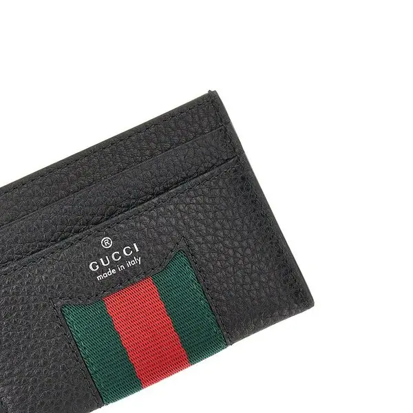 Gucci Leather Cardholder With Web Intarsia
