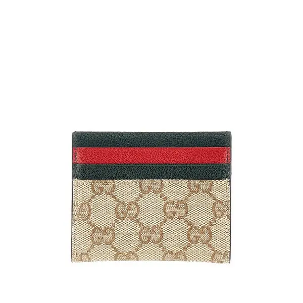 Gucci Web Leather And Gg Fabric Cardholder