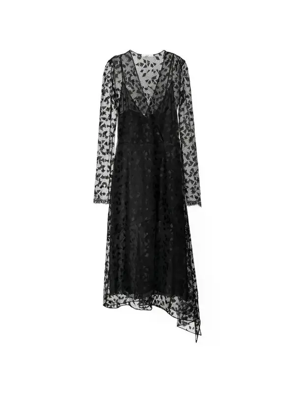 Fendi Geometric-lace Asymmetric Midi Dress