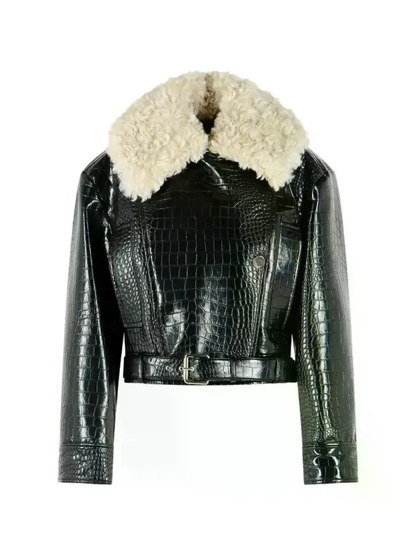 Sportmax Crocodile-effect Biker Jacket
