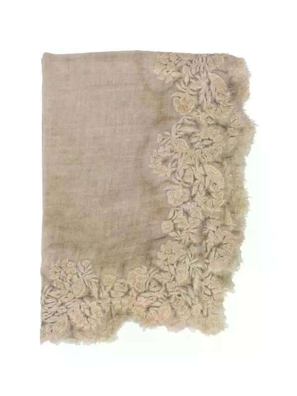 Faliero Sarti Fiorenza Floral-embroidered Scarf - Neutrals