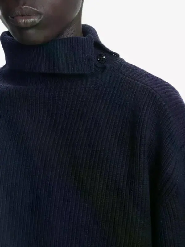TONYWACK Button-neck Ribbed-knit Sweater