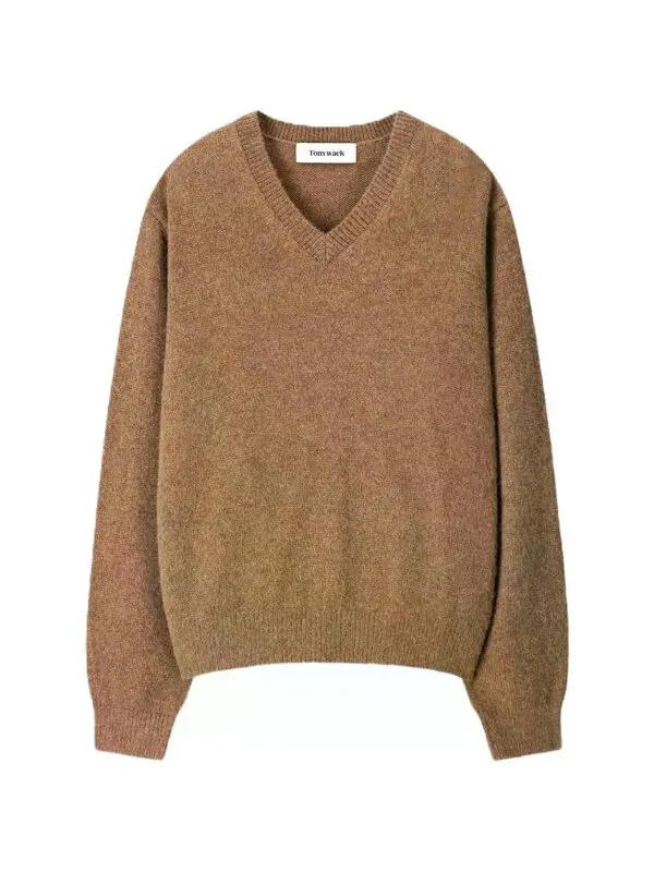 TONYWACK Shaggy Dog V-neck Knitted Sweater