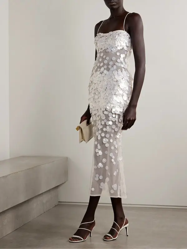 Retrofete Embellished Tulle Midi Dress