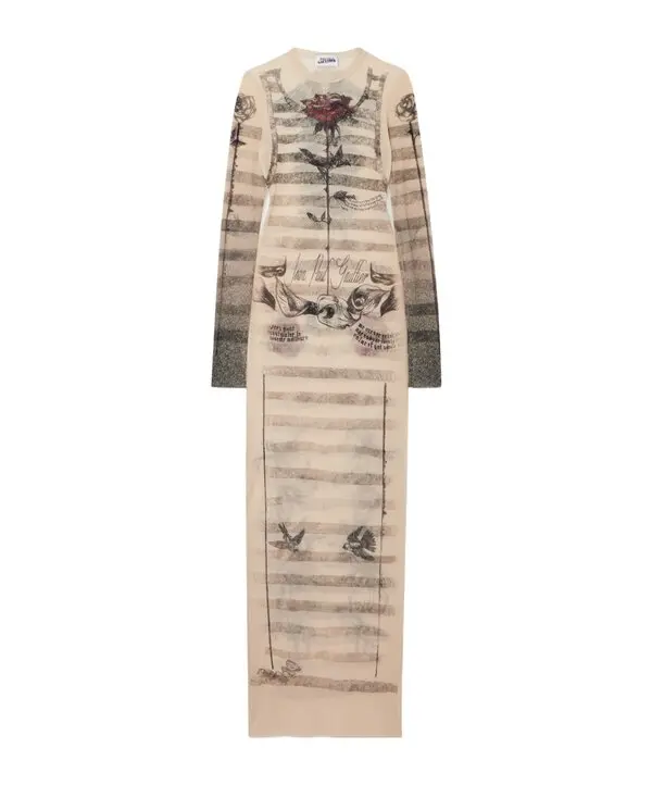 JEAN PAUL GAULTIER Printed Mesh Maxi Dress