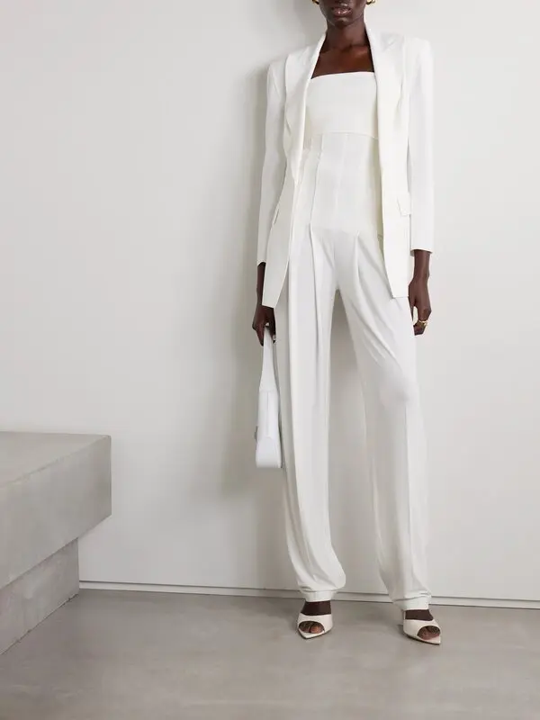 Norma Kamali Pleated High-waisted Trousers