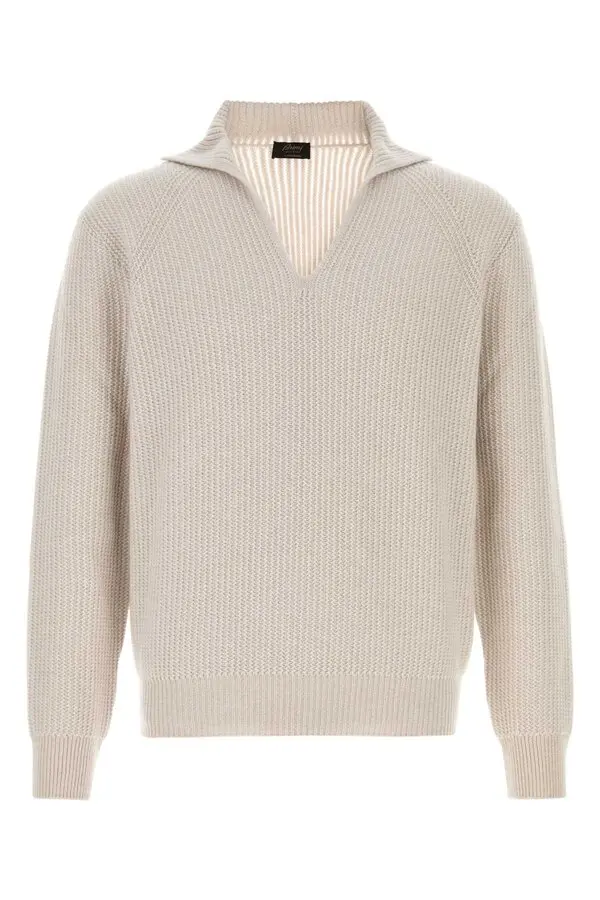 Brioni Light Grey Cashmere Polo Shirt