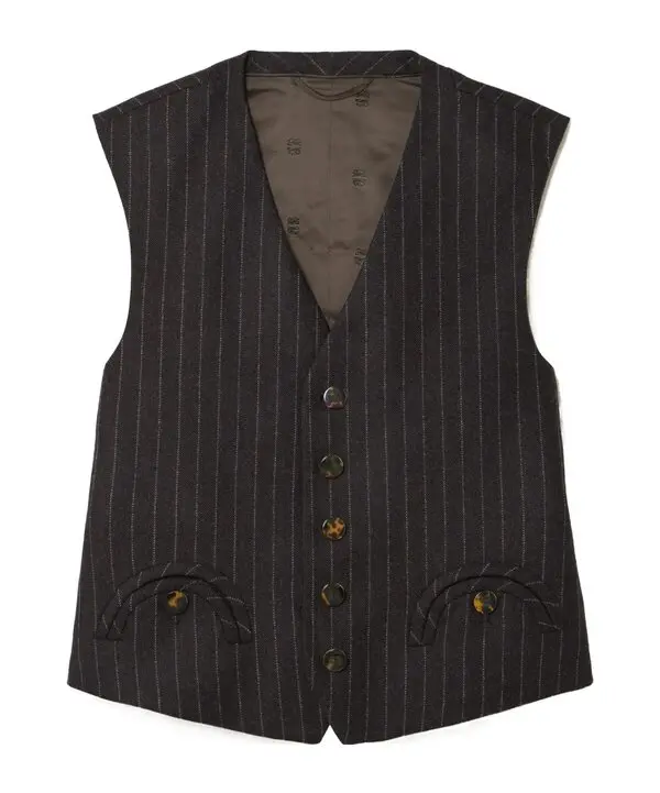 BLAZÉ MILANO Pinstriped Wool And Cashmere-blend Vest