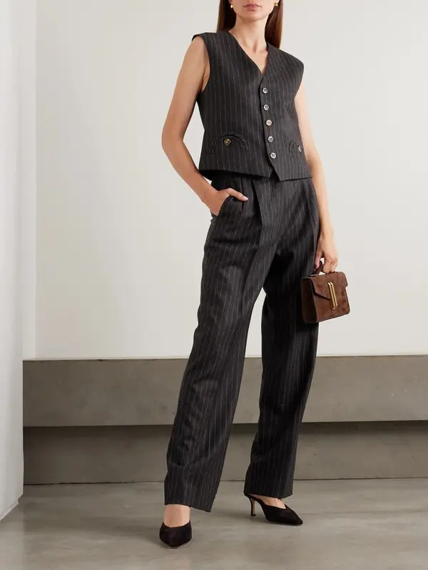 BLAZÉ MILANO Pinstriped Wool And Cashmere-blend Vest
